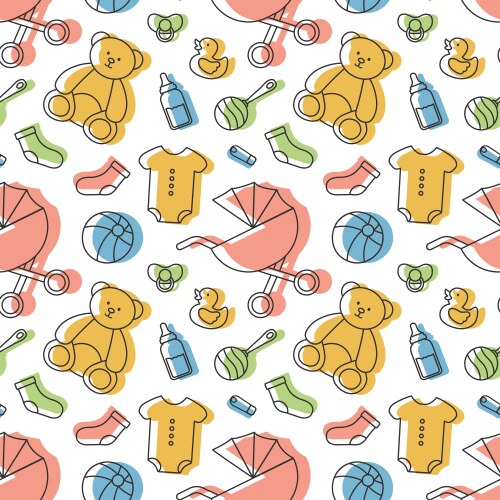 Baby seamless pattern design a set of simple Vector Image