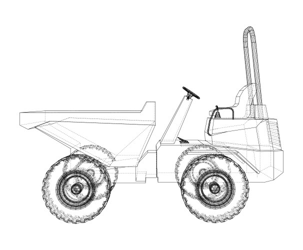 Blueprint of mining dumper on white background Vector Image