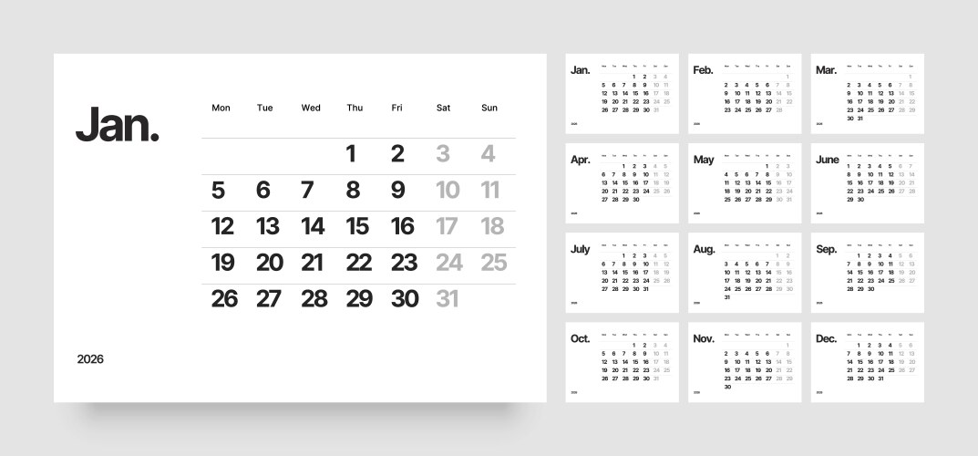 2026 November Planner Calendar – Royalty-Free Vector | VectorStock