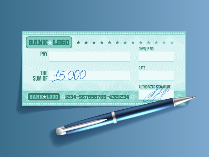 Bank check isolated Royalty Free Vector Image - VectorStock