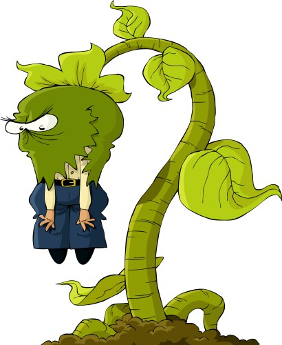 Carnivorous plant on pot cartoon Royalty Free Vector Image