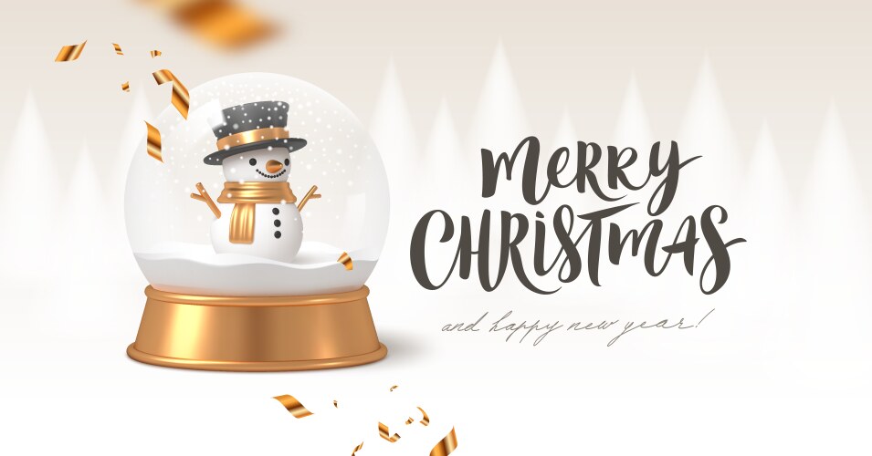 Year crystal snow globe with cute Royalty Free Vector Image