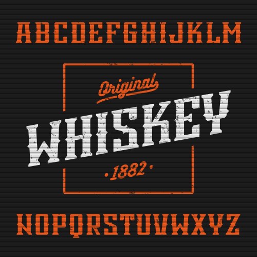 Scotch whisky style label font with sample design Vector Image