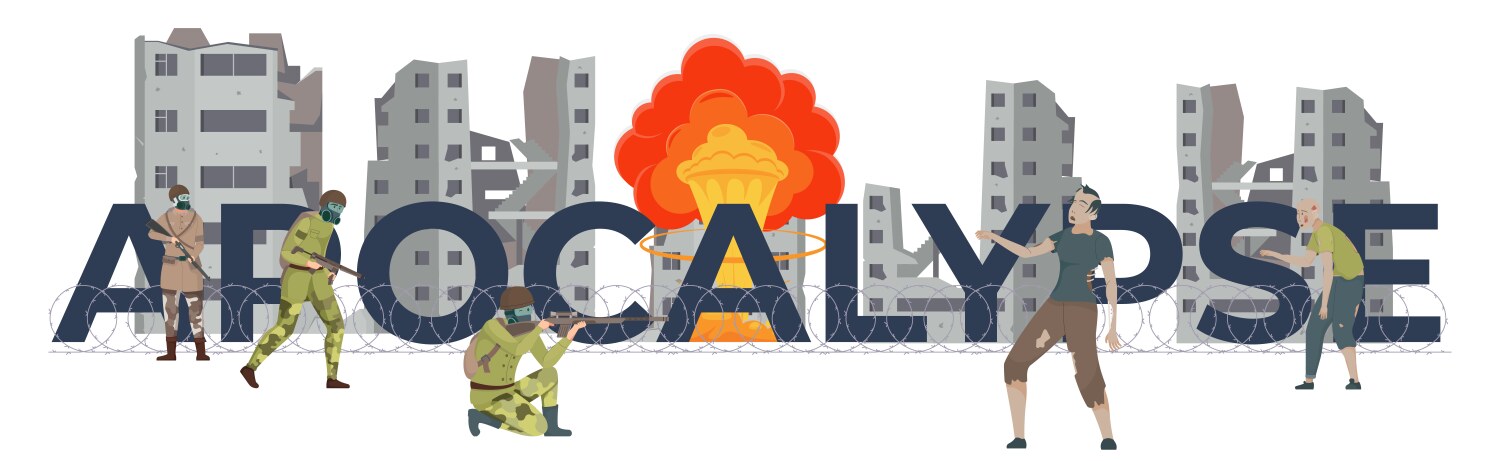 Destroyed city drawn Royalty Free Vector Image