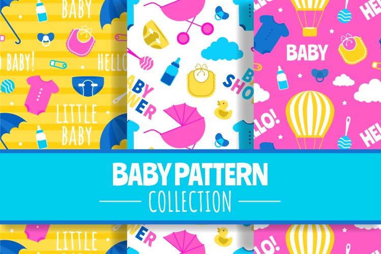 Baby seamless pattern design a set of simple Vector Image