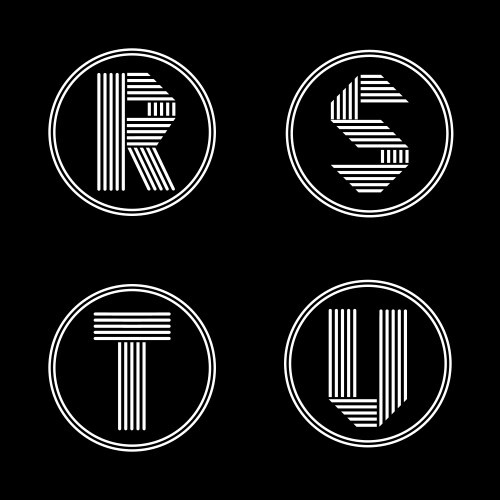 Capital letter r s t v of wide white stripes Vector Image
