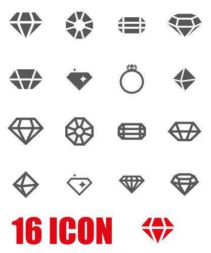 Diamond gem jewel gemstone line icon set Vector Image