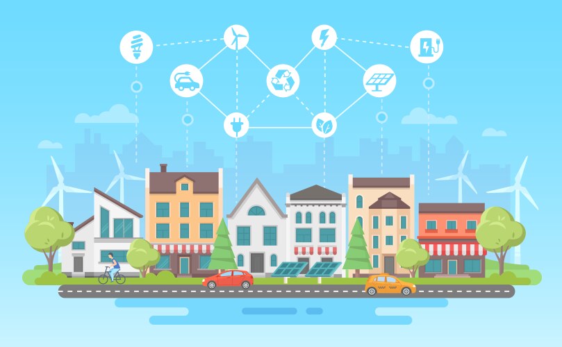 Eco friendly lifestyle flat Royalty Free Vector Image