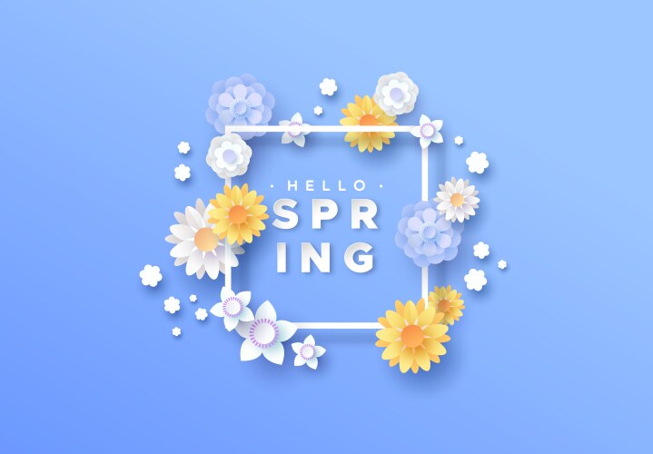 Paper cut flowers greeting card template floral Vector Image