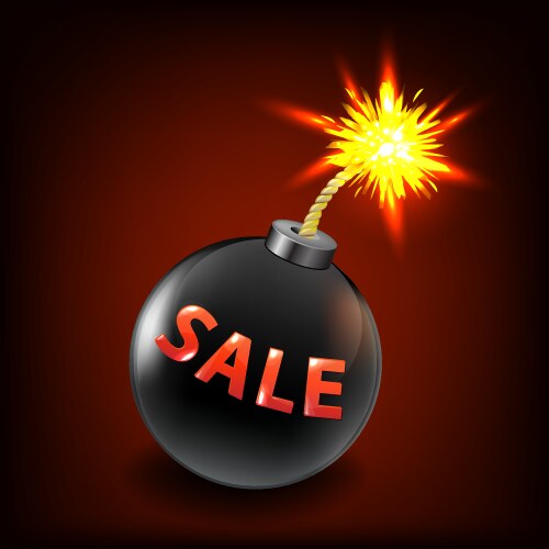 Black bomb with burning rope Royalty Free Vector Image