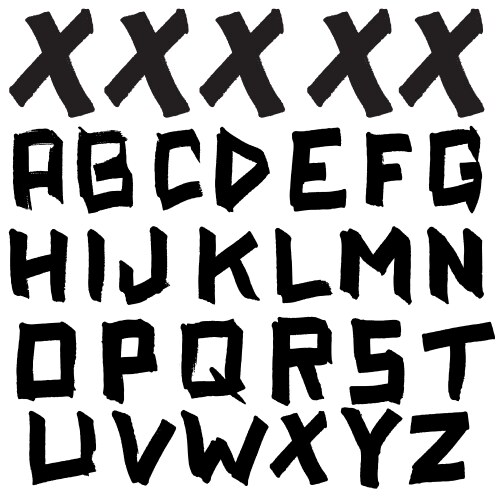 Classic street art graffiti font type alphabet Vector Image