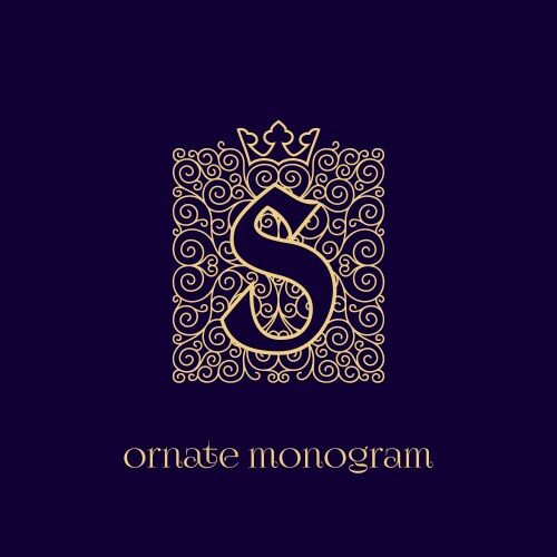 Monogram with crown c Royalty Free Vector Image