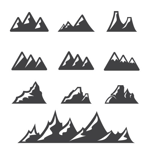 Mountains icons set Royalty Free Vector Image - VectorStock