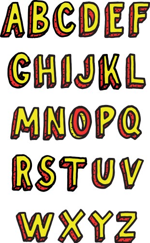 Bright cartoon comic graffiti font alphabet Vector Image