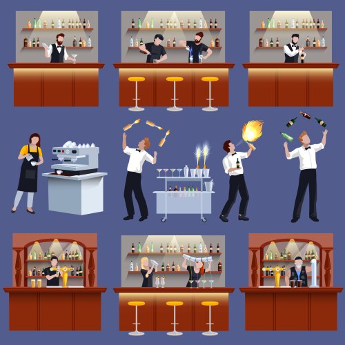 Male bartender pouring a cocktail Royalty Free Vector Image