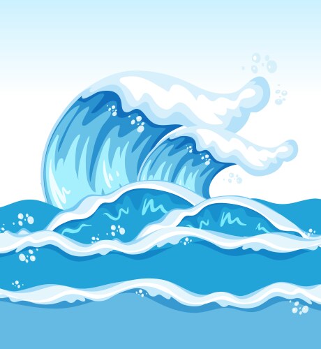 Stormy sea moving water waves in hand Royalty Free Vector