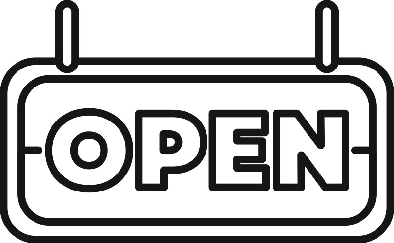 Hanging open sign indicating business is open for Vector Image