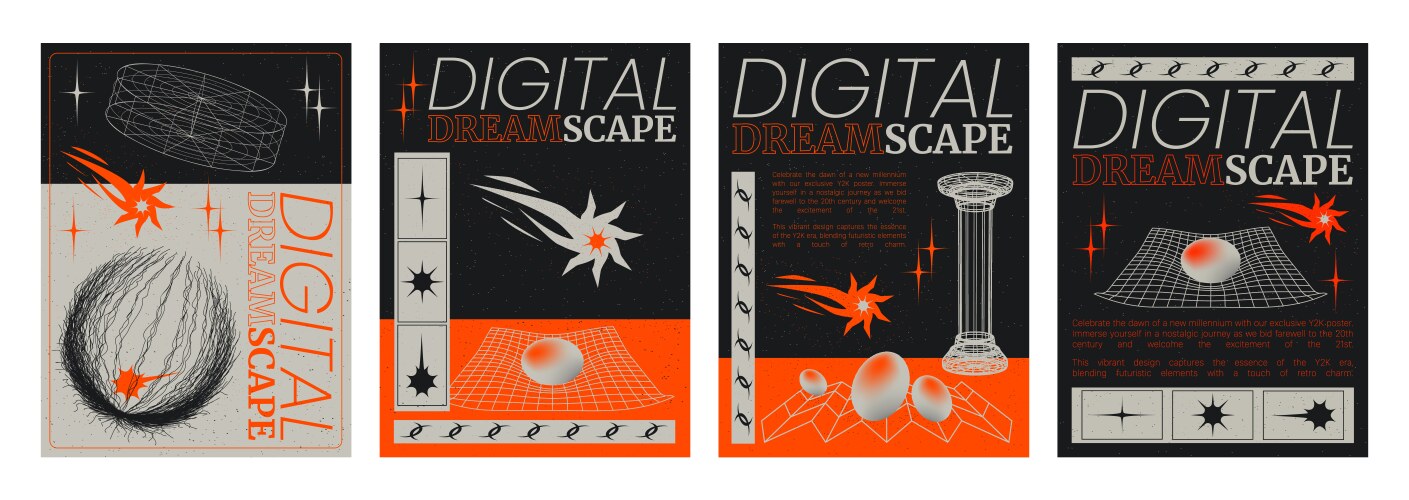 Poster design template in retro y2k style Vector Image