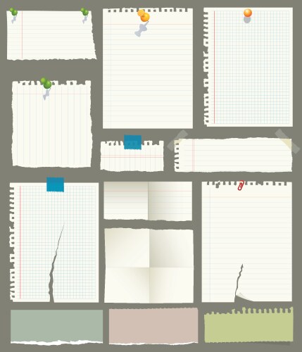 Torn notebook paper ripped edges note sheets Vector Image
