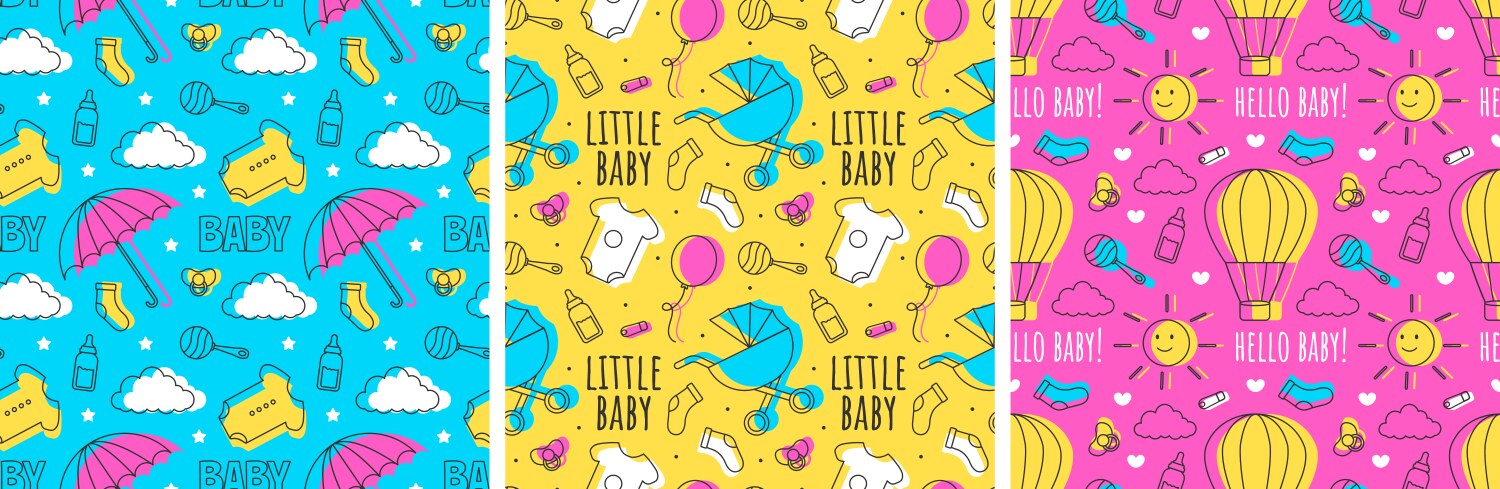 Baby seamless pattern design a set of simple Vector Image