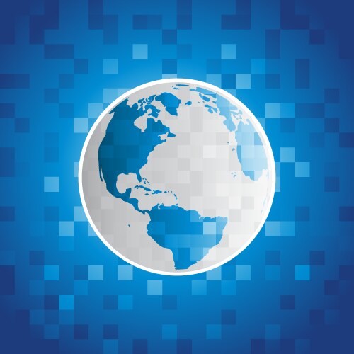 Pixel earth set rotation animation isolated globe Vector Image