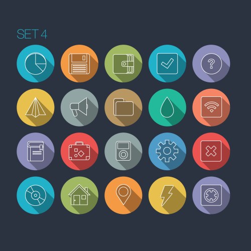 Flat round icon set 1-sport Royalty Free Vector Image