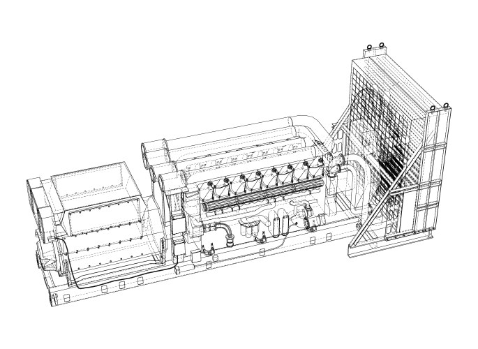 Industrial Diesel Generator Schematic Royalty Free Vector