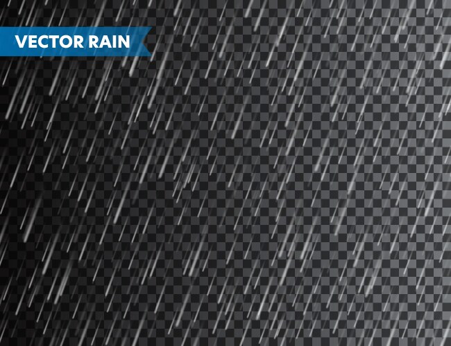 Realistic rain texture on transparent background Vector Image