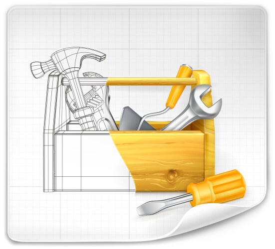 Toolbox with retro instruments Royalty Free Vector Image