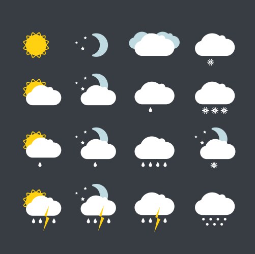 Realistic weather icons set Royalty Free Vector Image