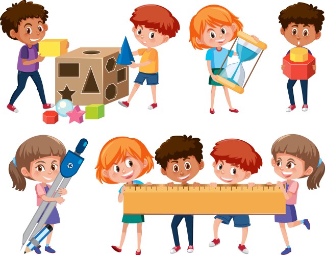 Boys with math tools Royalty Free Vector Image