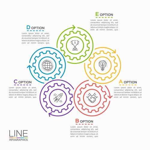 Infographic template with 5 gears Royalty Free Vector Image