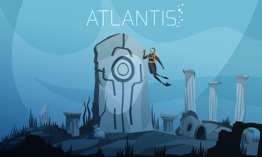 Flooded atlantis Royalty Free Vector Image - VectorStock