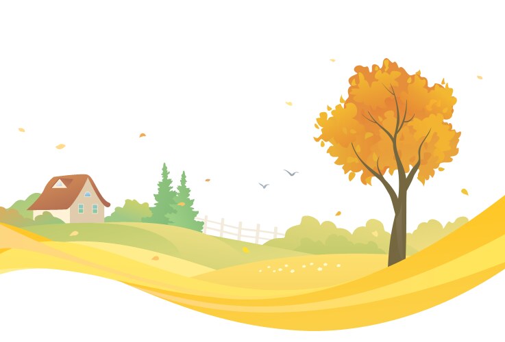 Rustic brick house autumn landscape Royalty Free Vector