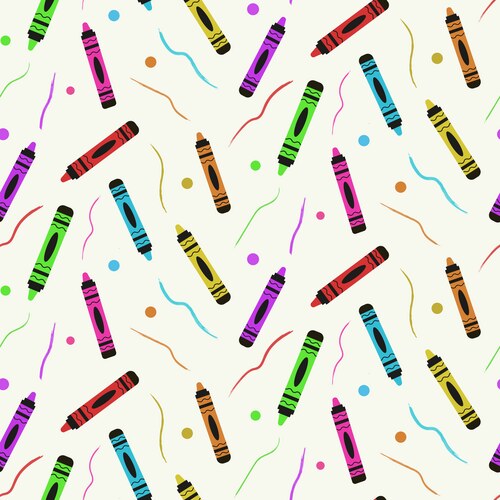 Seamless background with crayons and paints Vector Image