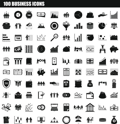 100 it business icons set simple style Royalty Free Vector