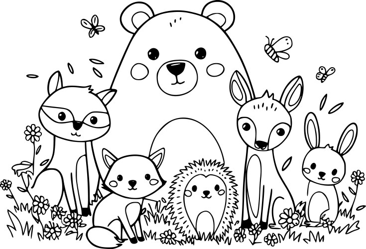 Forest animals plotter svg file Royalty Free Vector Image
