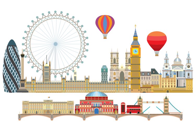 Cartoon london sights england Royalty Free Vector Image
