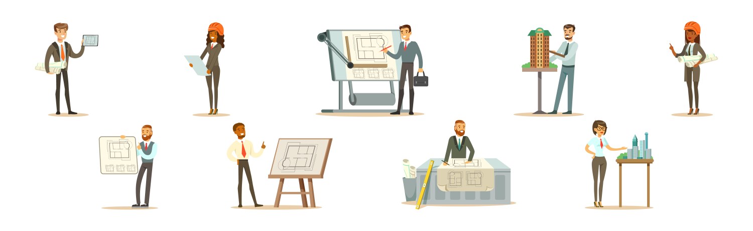 Man architect character and construction engineer Vector Image