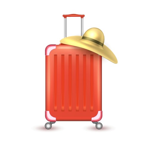Realistic 3d travel suitcase bag vacation Vector Image