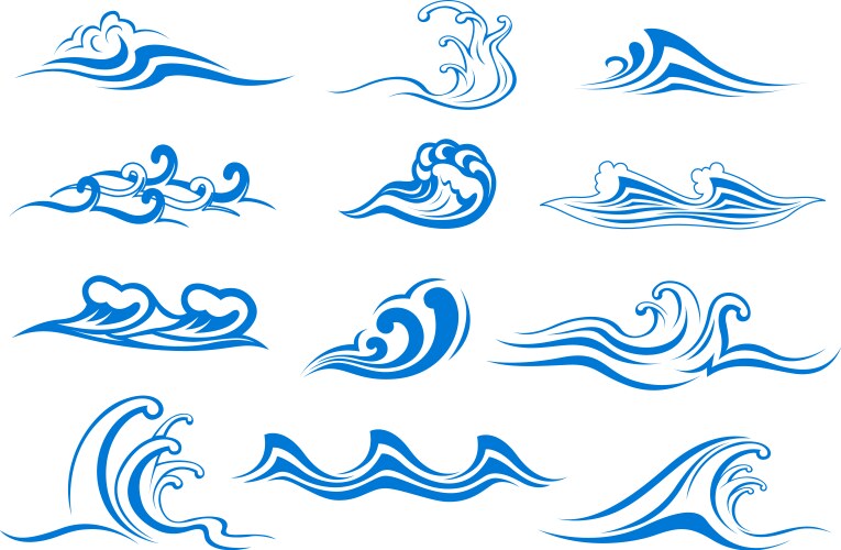 Wave symbols Royalty Free Vector Image - VectorStock