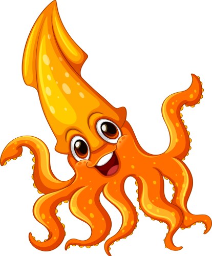 Cartoon cheerful squid Royalty Free Vector Image