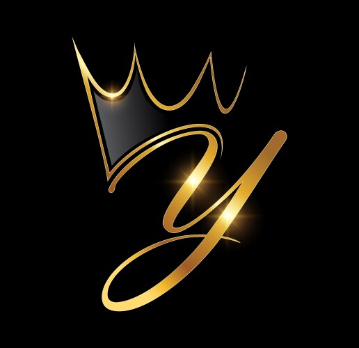 Golden monogram crown initial letter i Royalty Free Vector
