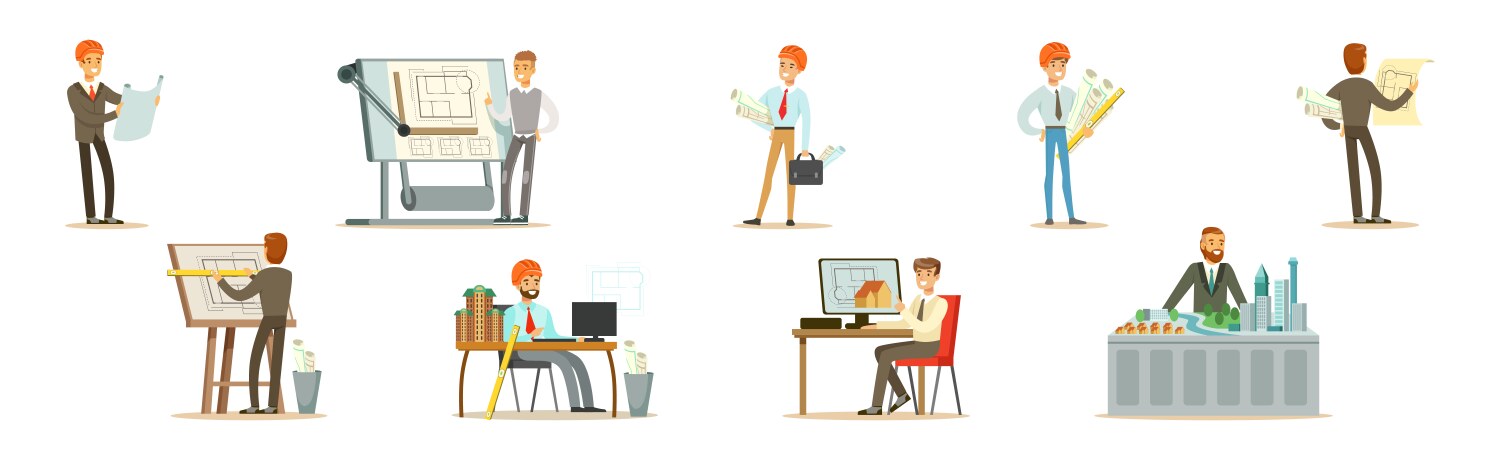 Man architect character and construction engineer Vector Image