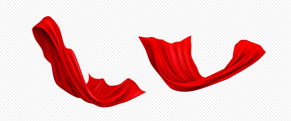 Realistic red cape blowing in wind - piece Vector Image