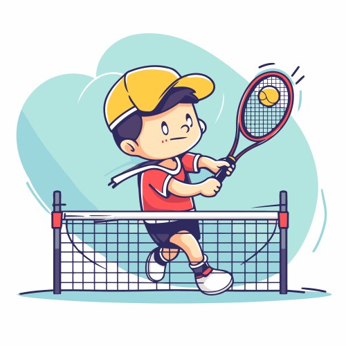 Cartoon boy playing tennis of a child Royalty Free Vector