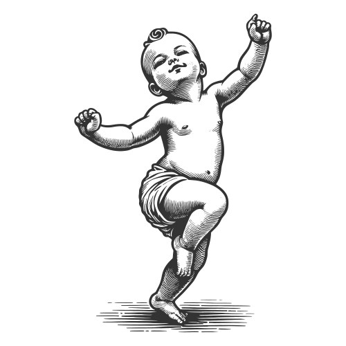 Ballerina engraving sketch Royalty Free Vector Image