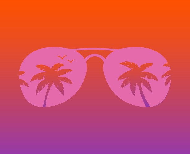 Aviator sunglasses with palms reflection Vector Image