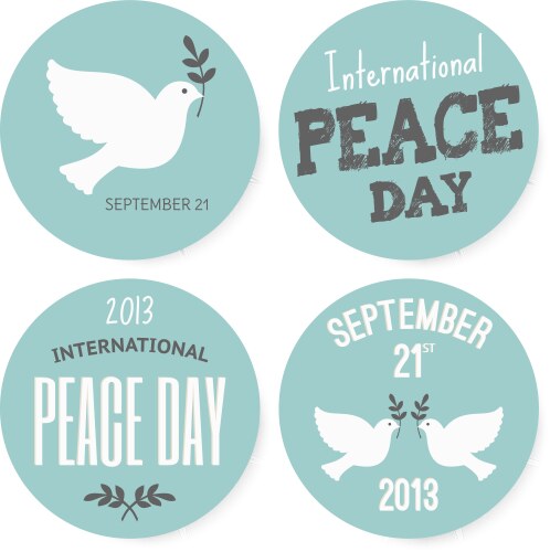 Peace day symbols card collection Royalty Free Vector Image