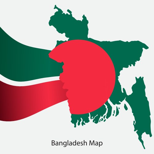 Bangladesh map with national flag Royalty Free Vector Image